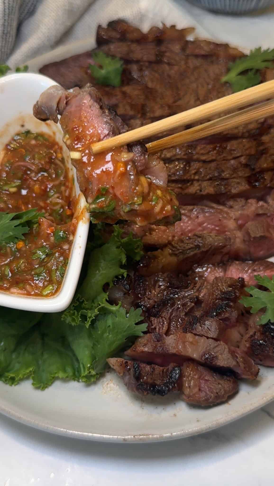 Crying Tiger Beef with the Best Nam Jim Jeaw – The Savory Chopstick