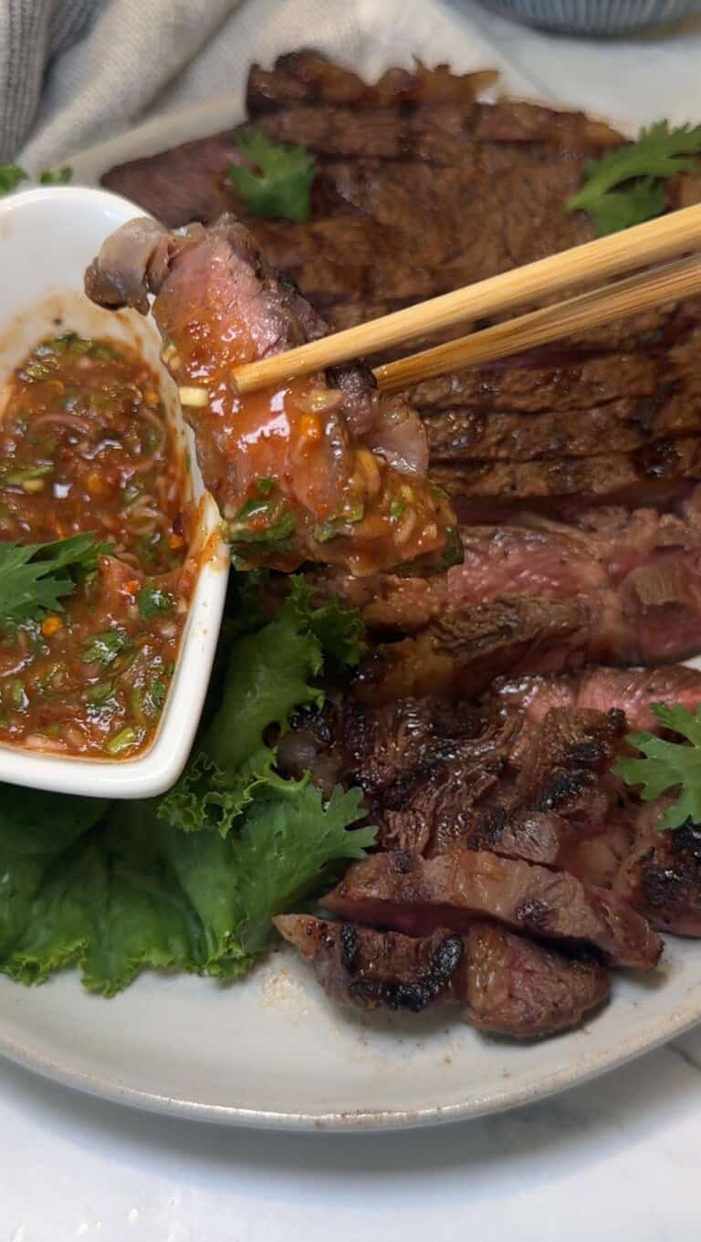 Crying Tiger Beef with the Best Nam Jim Jeaw – The Savory Chopstick